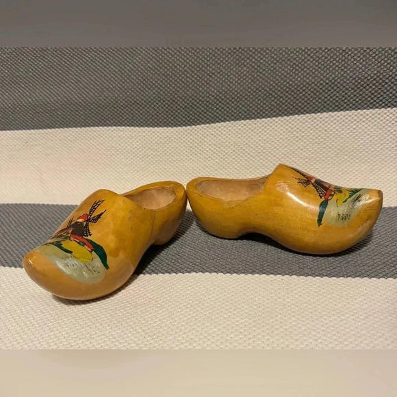 Source Unknown | Art | Vintage 7 Painted Dutch Wood Holland Shoes ...